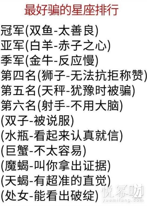 十二星座的最全个性大解析!排行榜大全
